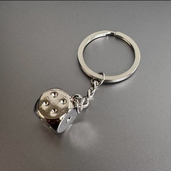 Accessories | Y2k 200s Dice Silver Chrome Keyring Keychain | Poshmark